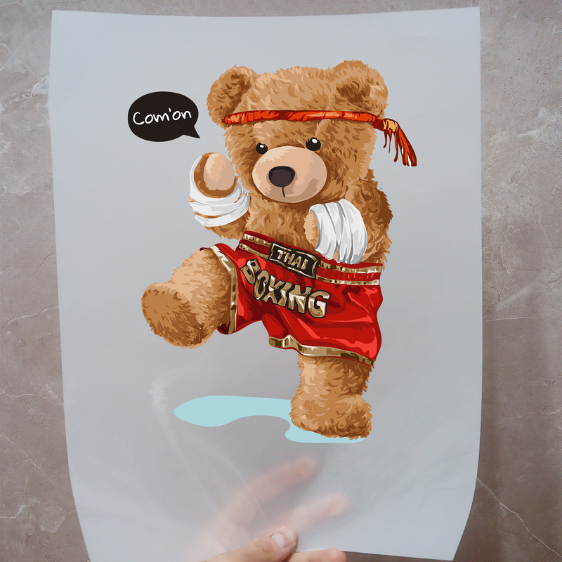 قیمت و خرید استیکر پارچه و لباس مدل dtf طرح تدی کد H20.125 مجموعه 3 عددی