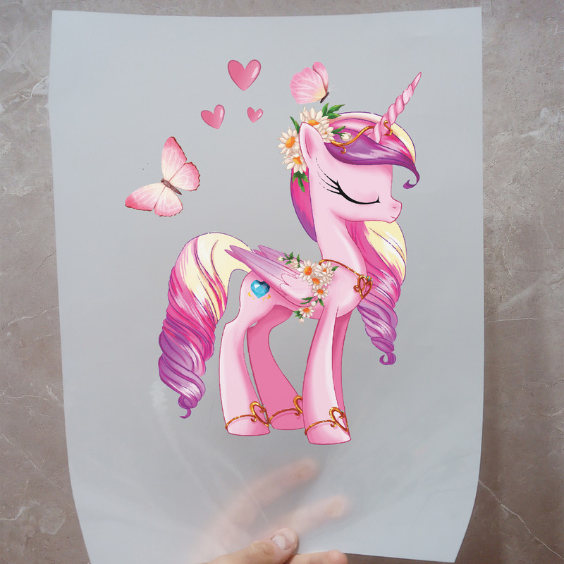 قیمت و خرید استیکر پارچه و لباس مدل dtf طرح یونیکورن کد H20.347 مجموعه 6 عددی