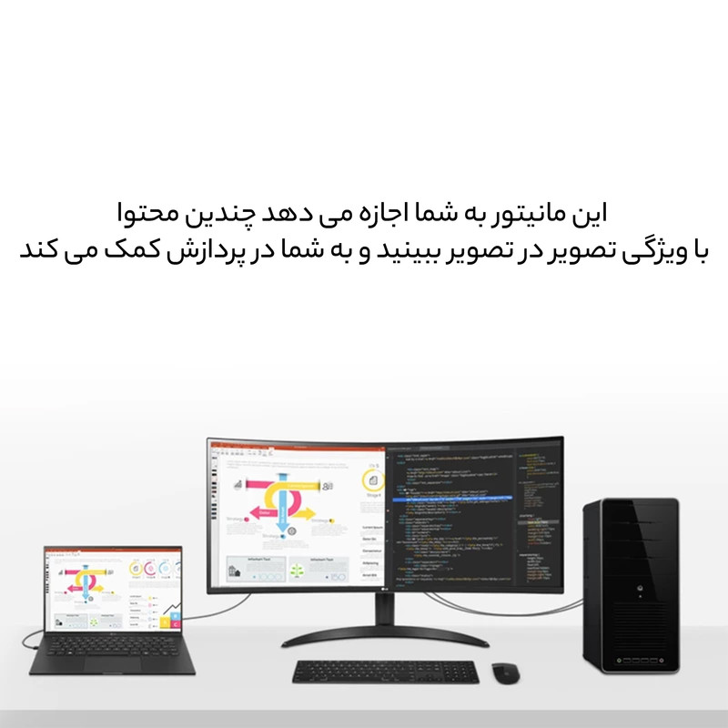 قیمت و خرید مانیتور خمیده ال جی مدل 34wr50qc B سایز 34 اینچ
