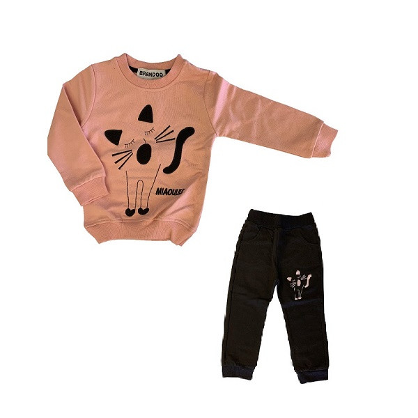 قیمت و خرید ست سویشرت و شلوار دخترانه مدل گربه رنگ صورتی