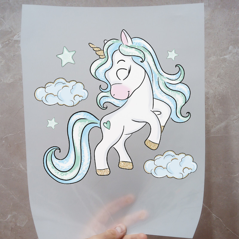 قیمت و خرید استیکر پارچه و لباس مدل dtf طرح یونیکورن کد H20.418 مجموعه 3 عددی