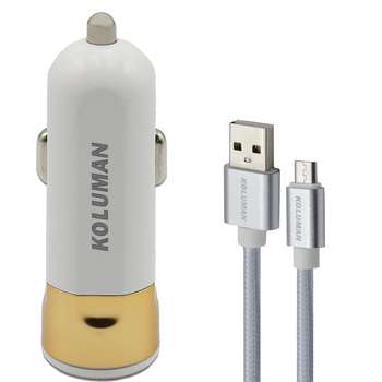 قیمت و خرید شارژر فندکی کلومن مدل KC01 به‌ همراه کابل تبدیل Microusb