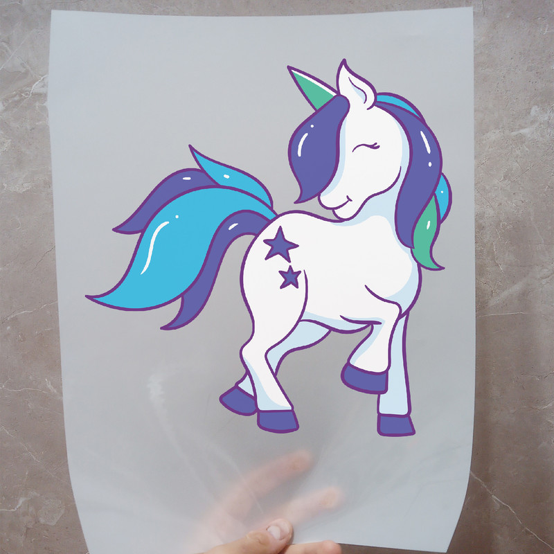 قیمت و خرید استیکر پارچه و لباس مدل dtf طرح یونیکورن کد H15.717 مجموعه 4 عددی