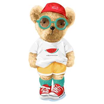 قیمت و خرید استیکر پارچه و لباس مدل dtf طرح تدی کد H30.169 مجموعه 24 عددی