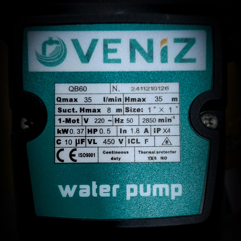 قیمت و خرید پمپ آب نیم اسب محیطی ونیز مدل QB60