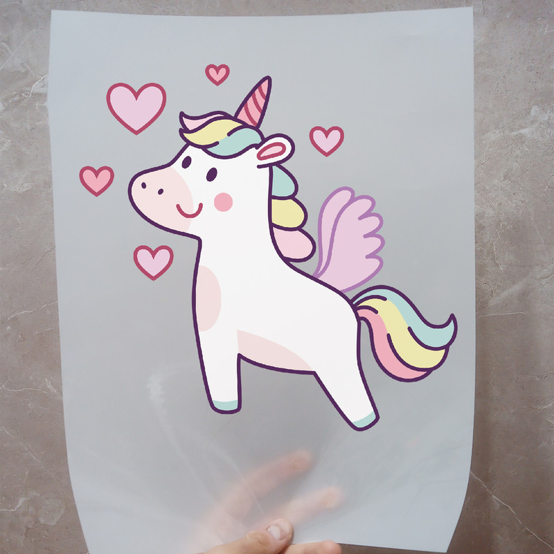 قیمت و خرید استیکر پارچه و لباس مدل dtf طرح یونیکورن کد H15.841 مجموعه 4 عددی