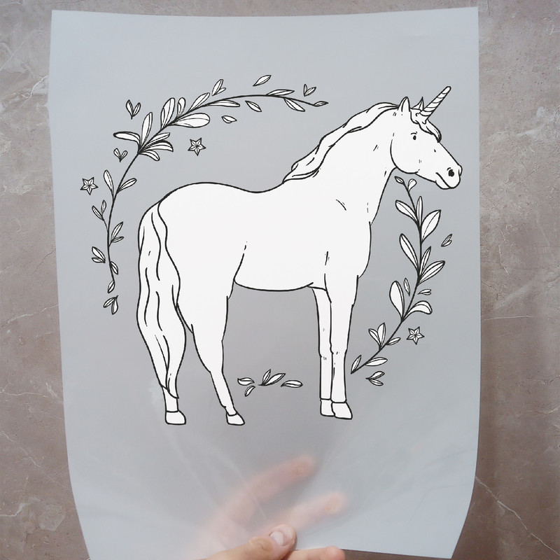 قیمت و خرید استیکر پارچه و لباس مدل dtf طرح یونیکورن کد H15.1098 مجموعه 4 عددی