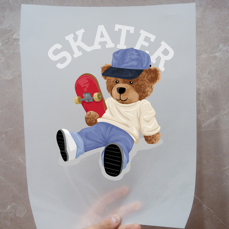 قیمت و خرید استیکر پارچه و لباس مدل dtf طرح تدی کد H15.56 مجموعه 4 عددی