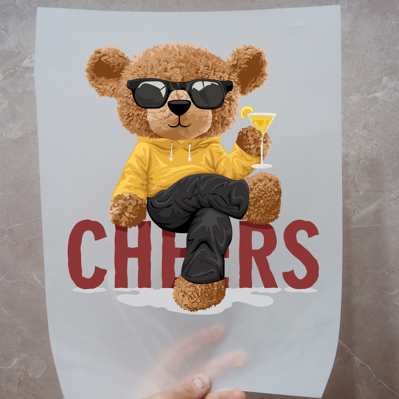 قیمت و خرید استیکر پارچه و لباس مدل dtf طرح تدی کد H15.11 مجموعه 12 عددی