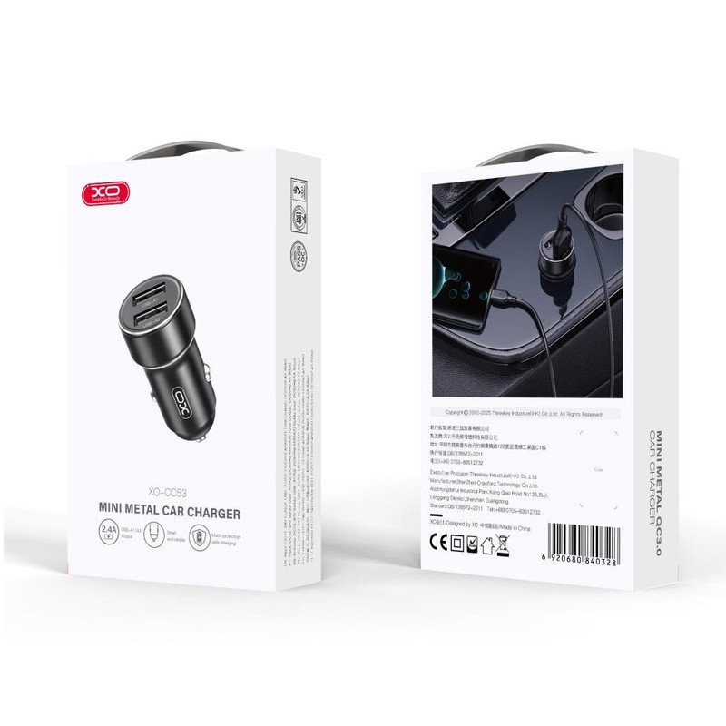 قیمت و خرید شارژر فندکی 12 وات ایکس او مدل cc53 به همراه کابل تبدیل USB-C