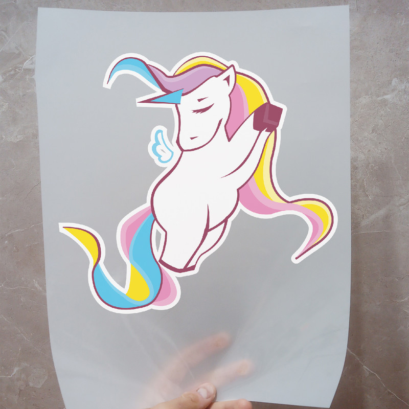 قیمت و خرید استیکر پارچه و لباس مدل dtf طرح یونیکورن کد H15.608 مجموعه 4 عددی