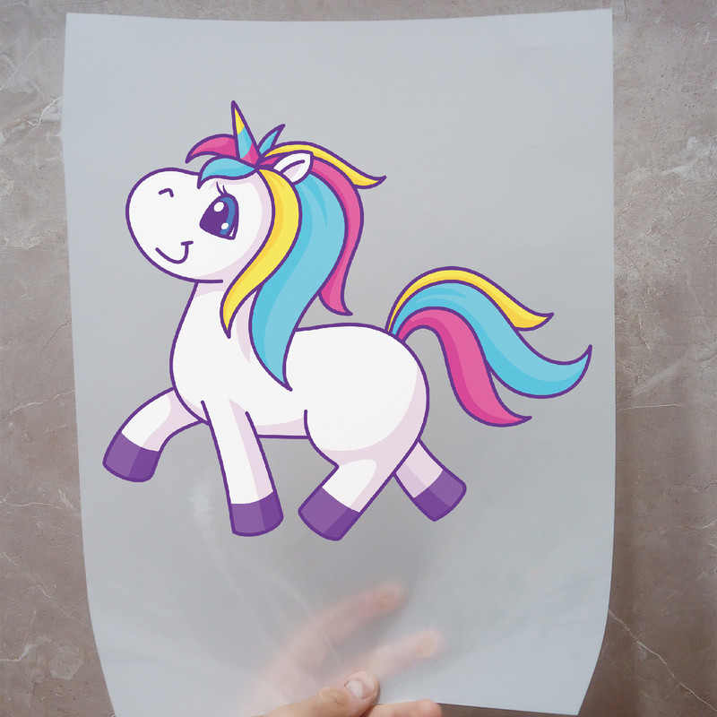 قیمت و خرید استیکر پارچه و لباس مدل dtf طرح یونیکورن کد H15.610 مجموعه 4 عددی