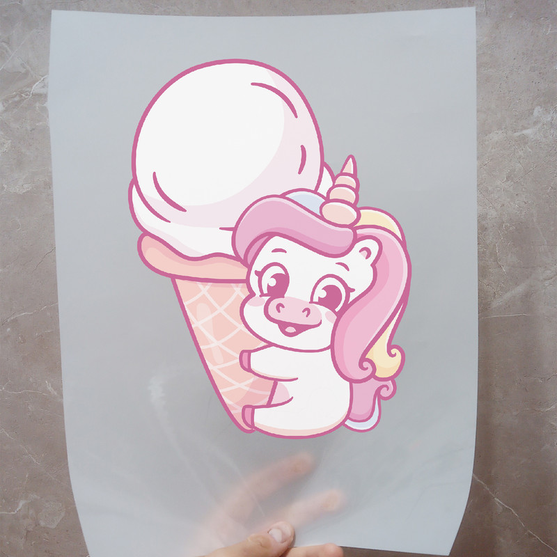 قیمت و خرید استیکر پارچه و لباس مدل dtf طرح یونیکورن کد H15.974 مجموعه 4 عددی