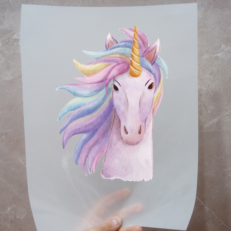 قیمت و خرید استیکر پارچه و لباس مدل dtf طرح یونیکورن کد H15.140 مجموعه 4 عددی