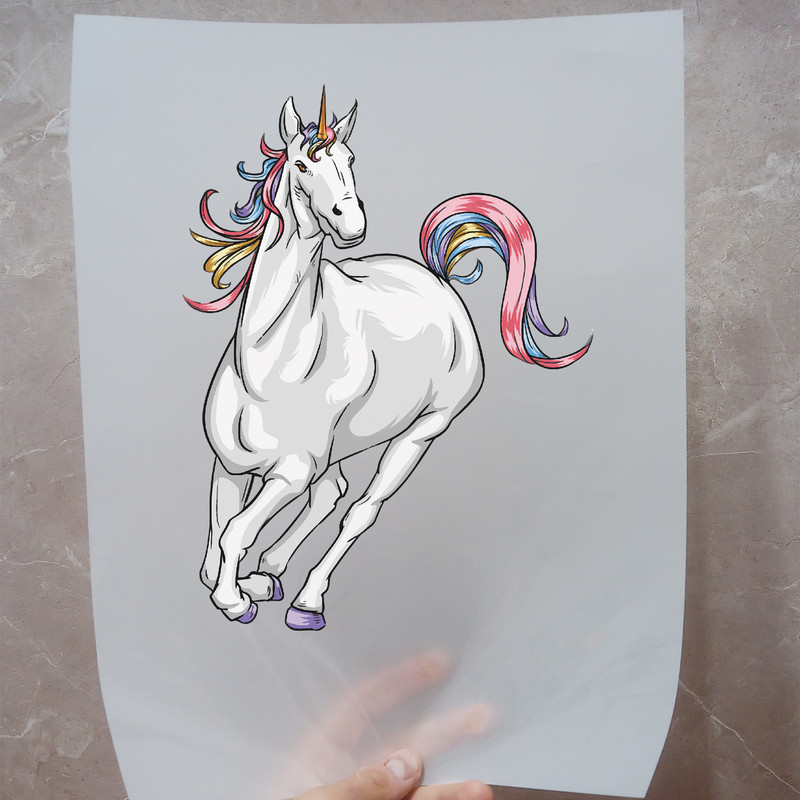 قیمت و خرید استیکر پارچه و لباس مدل dtf طرح یونیکورن کد H15.284 مجموعه 4 عددی