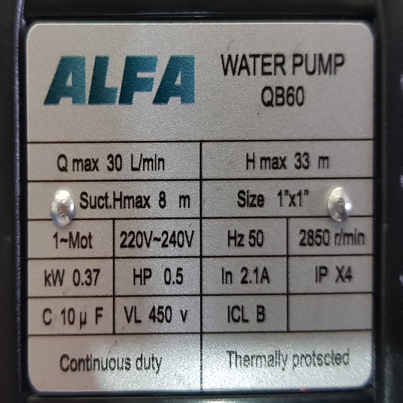 قیمت و خرید پمپ آب آلفا مدل Qb60