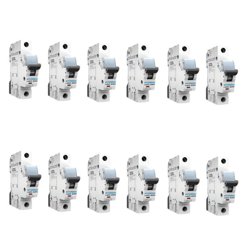 قیمت و خرید فیوز مینیاتوری تک فاز 25 آمپر هیوندای مدل HGD 63N بسته 12 عددی