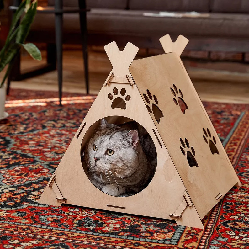 قیمت و خرید جای خواب سگ و گربه و خرگوش مدل لانه چوبی کد B20