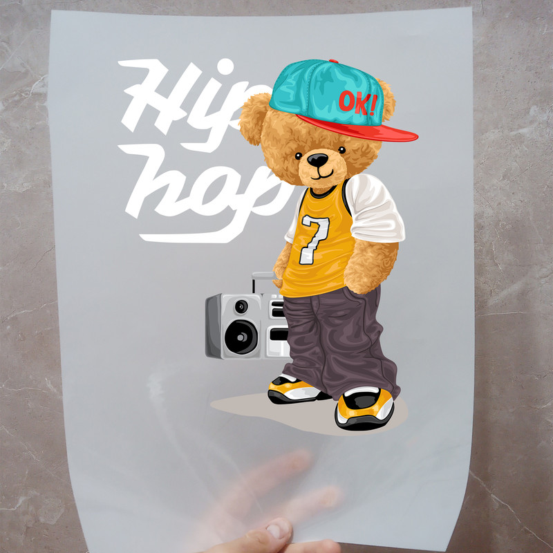 قیمت و خرید استیکر پارچه و لباس مدل dtf طرح تدی کد H20.90 مجموعه 3 عددی