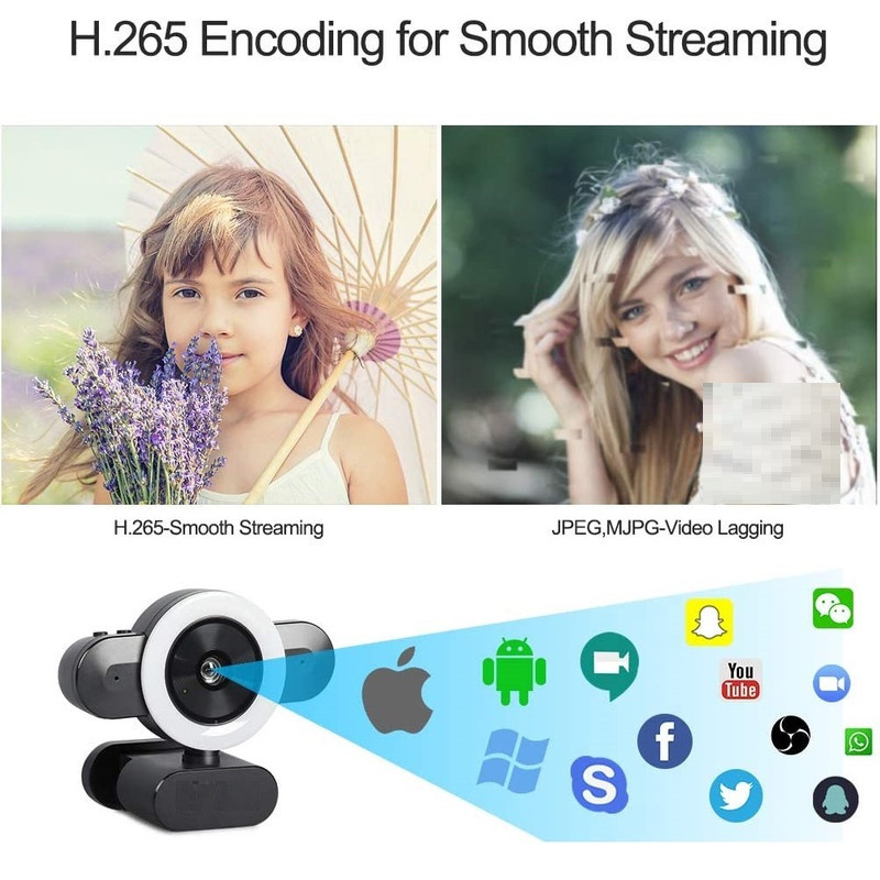 قیمت و خرید وب کم مدل 2K Streaming with 5 Ring Light
