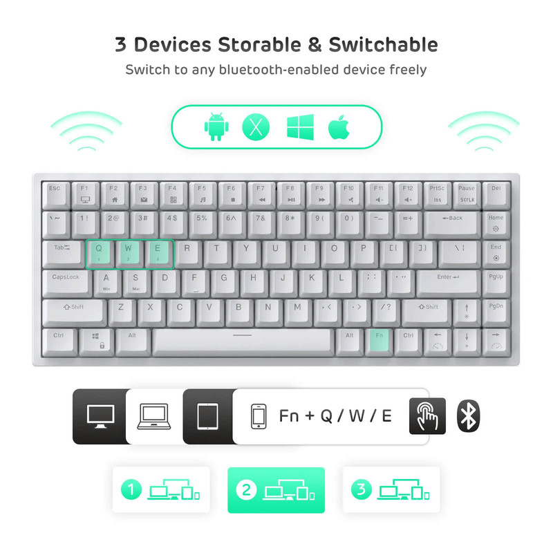 قیمت و خرید کیبورد مخصوص بازی رویال کلاج مدل RK84 Hot-Swappable Brown ...