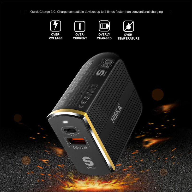 قیمت و خرید شارژر دیواری هیسکا مدل H-114PD به همراه کابل تبدیل USB-C