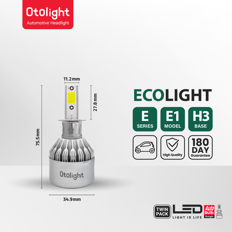 قیمت و خرید لامپ هدلایت LED اتولایت مدل E1 پایه H3 بسته 2 عددی