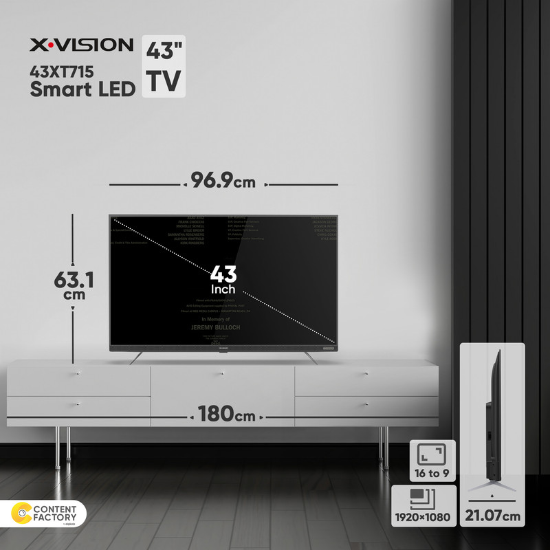 قیمت و خرید تلویزیون ال ای دی هوشمند ایکس ویژن مدل 43XT715 سایز 43 اینچ