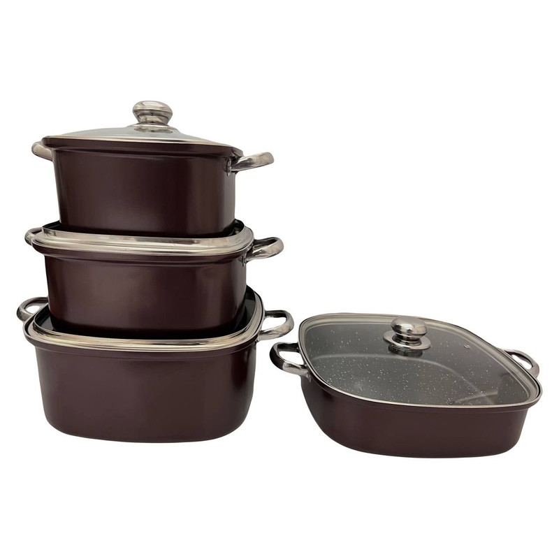 قیمت و خرید سرویس پخت و پز 8 پارچه مدل چهار گوش کد 444