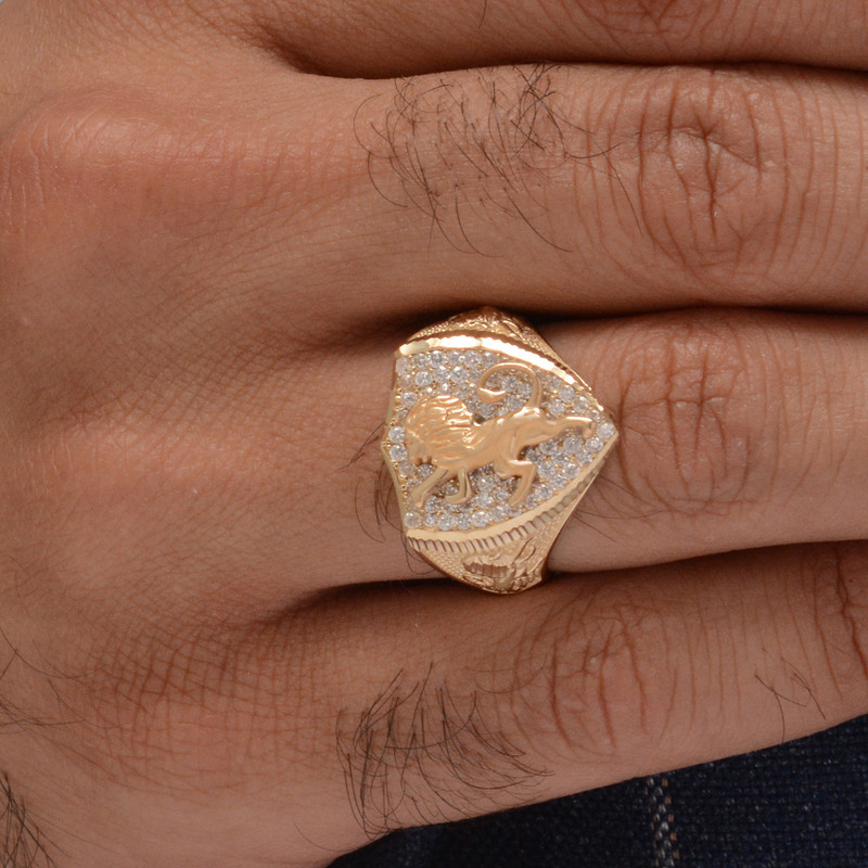 قیمت و خرید انگشتر طلا 18 عیار مردانه طلای مستجابی مدل شیر کد 62