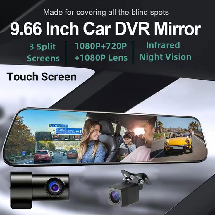 قیمت و خرید دوربین فیلم برداری ثبت وقایع خودرو مدل آینه‌ای لمسی RoadLens-WS8