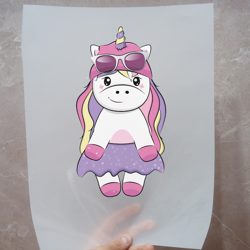 قیمت و خرید استیکر پارچه و لباس مدل dtf طرح یونیکورن کد H15.221 مجموعه 4 عددی