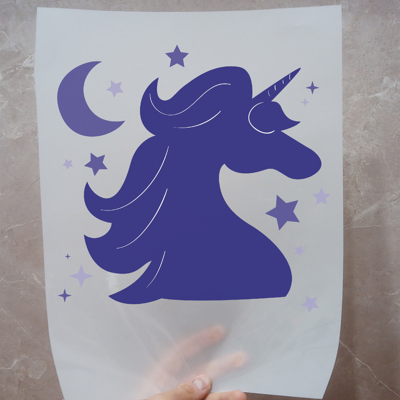 قیمت و خرید استیکر پارچه و لباس مدل dtf طرح یونیکورن کد H15.352 مجموعه 4 عددی