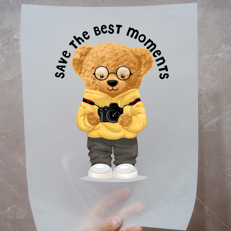 قیمت و خرید استیکر پارچه و لباس مدل dtf طرح تدی کد H15.62 مجموعه 4 عددی