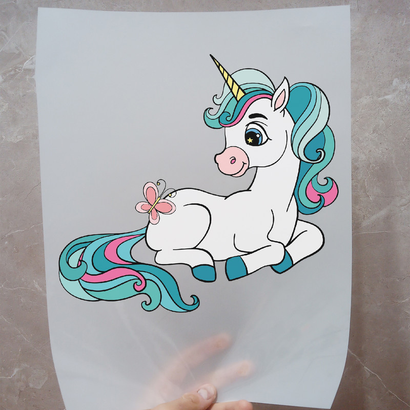 قیمت و خرید استیکر پارچه و لباس مدل dtf طرح یونیکورن کد H15.679 مجموعه 4 عددی