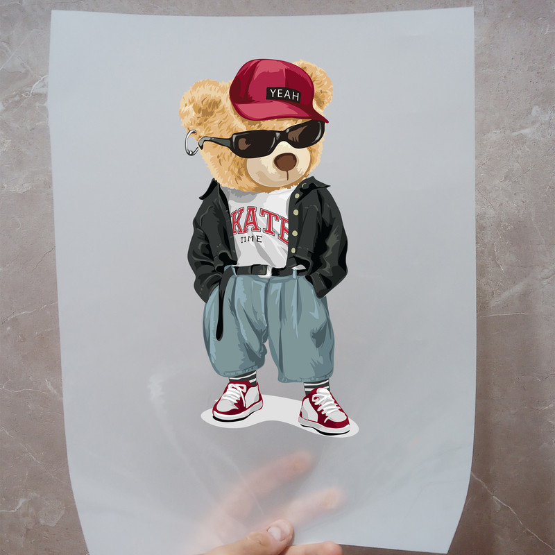 قیمت و خرید استیکر پارچه و لباس مدل dtf طرح تدی کد H30.132 مجموعه 12 عددی