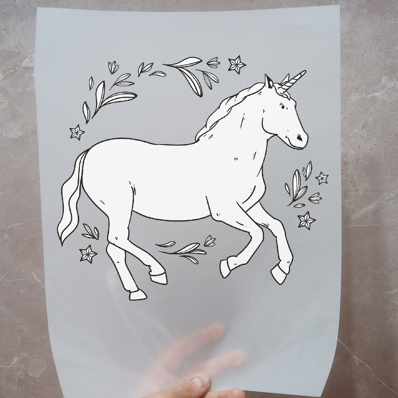 قیمت و خرید استیکر پارچه و لباس مدل dtf طرح یونیکورن کد H15.1095 مجموعه 4 عددی