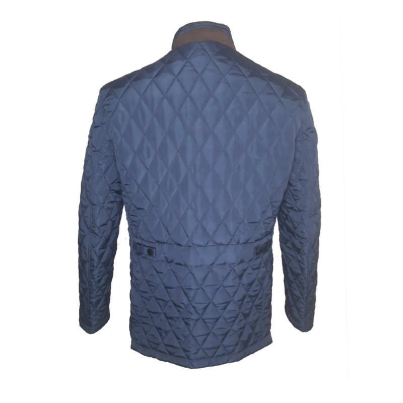 قیمت و خرید کاپشن مردانه مدل یقه ایستاده طرح لوزی کد V_2320102 رنگ سرمه ای