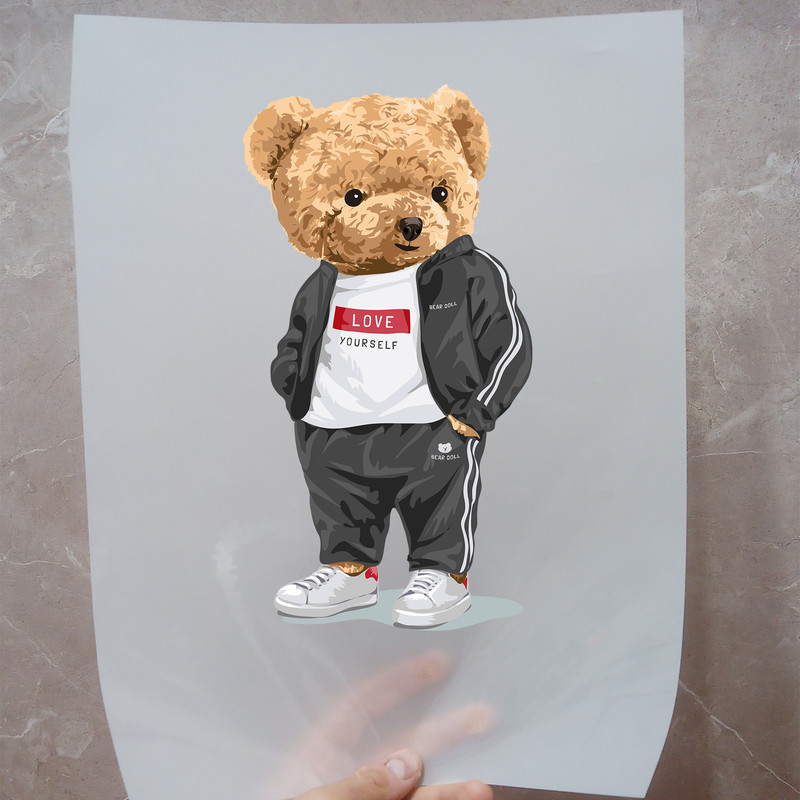 قیمت و خرید استیکر پارچه و لباس مدل dtf طرح تدی کد H15.167 مجموعه 4 عددی