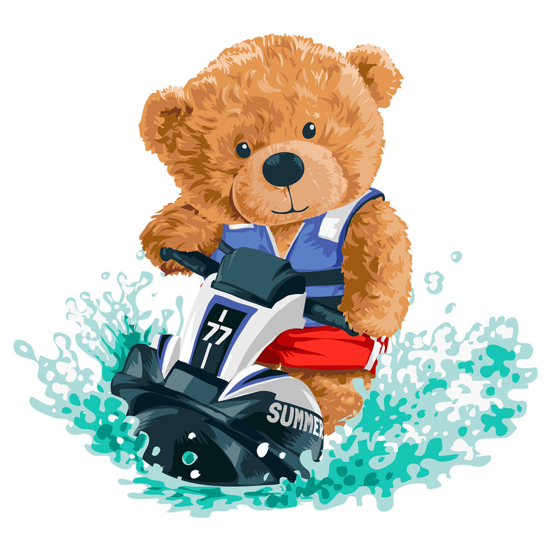 قیمت و خرید استیکر پارچه و لباس مدل dtf طرح تدی کد H15.213 مجموعه 12 عددی