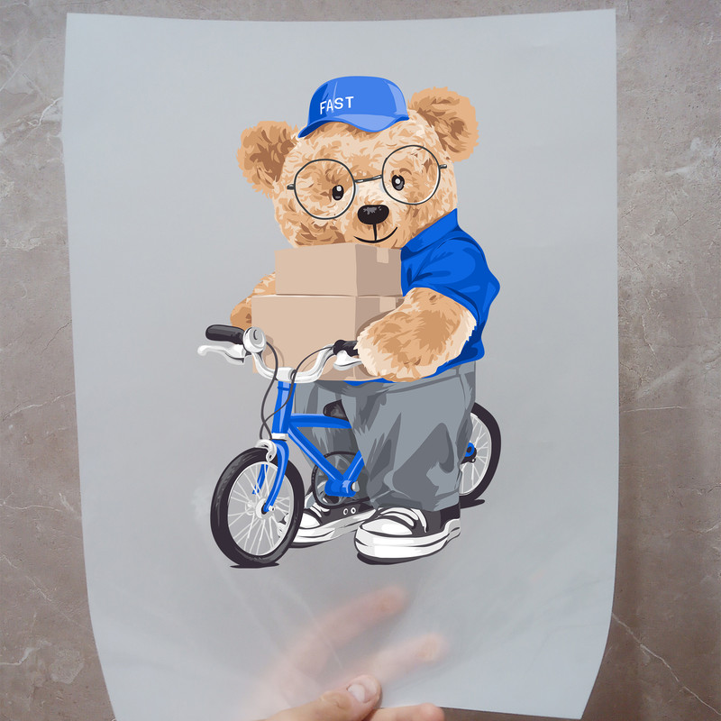 قیمت و خرید استیکر پارچه و لباس مدل dtf طرح تدی کد H15.177 مجموعه 12 عددی