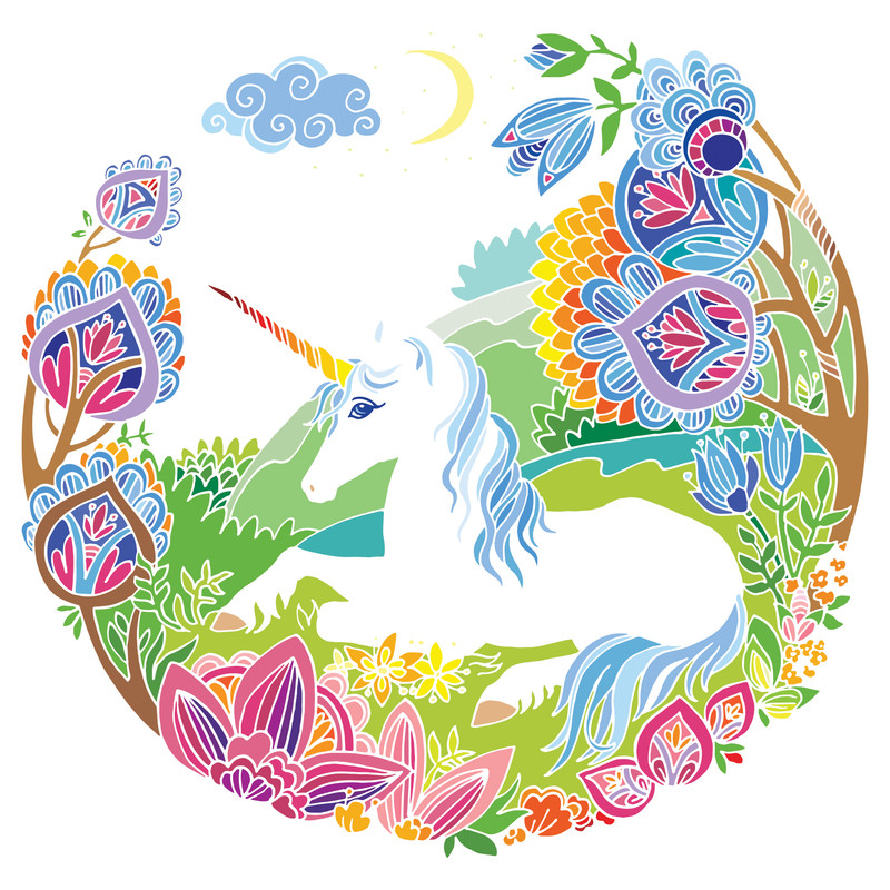 قیمت و خرید استیکر پارچه و لباس مدل dtf طرح یونیکورن کد H15.327 مجموعه 4 عددی