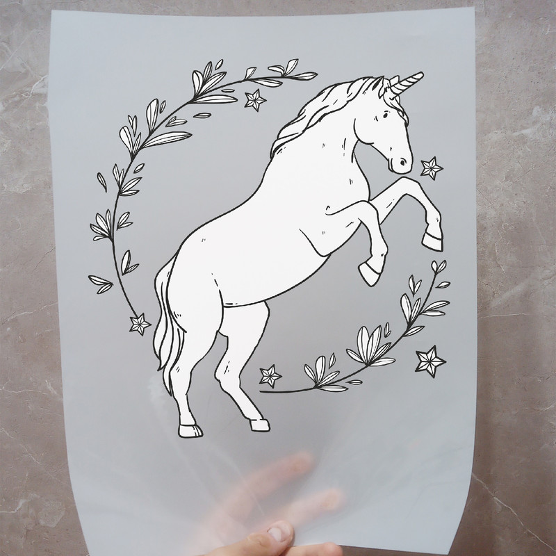 قیمت و خرید استیکر پارچه و لباس مدل dtf طرح یونیکورن کد H15.1097 مجموعه 4 عددی