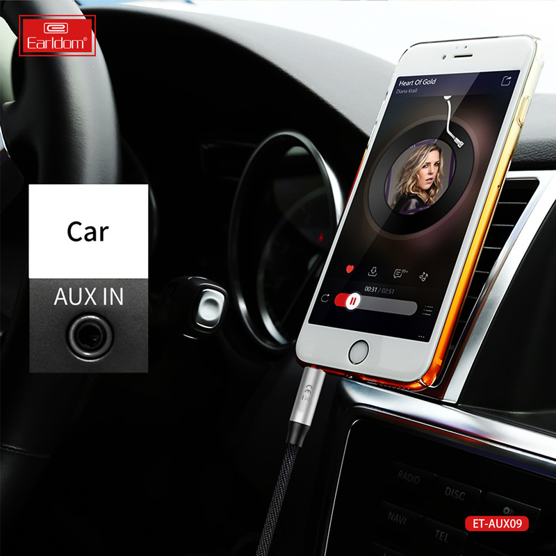 قیمت و خرید کابل تبدیل AUX به لایتنینگ / USB-C / AUX ارلدام مدل AUX09 طول 1.2 متر