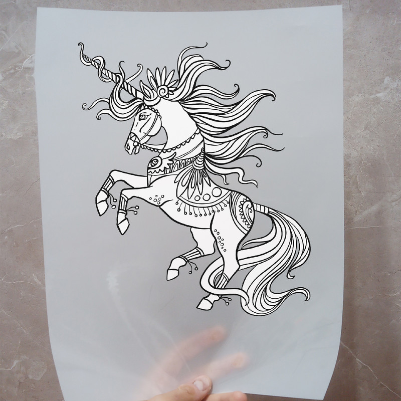 قیمت و خرید استیکر پارچه و لباس مدل dtf طرح یونیکورن کد H15.1077 مجموعه 4 عددی