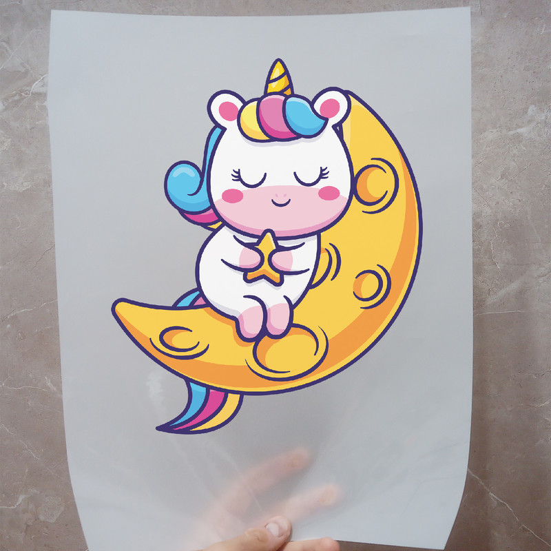 قیمت و خرید استیکر پارچه و لباس مدل dtf طرح یونیکورن کد H15.637 مجموعه 4 عددی