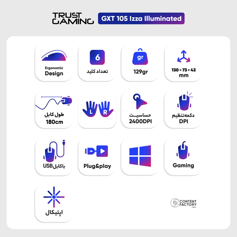 قیمت و خرید ماوس مخصوص بازی تراست مدل GXT 105 Izza Illuminated