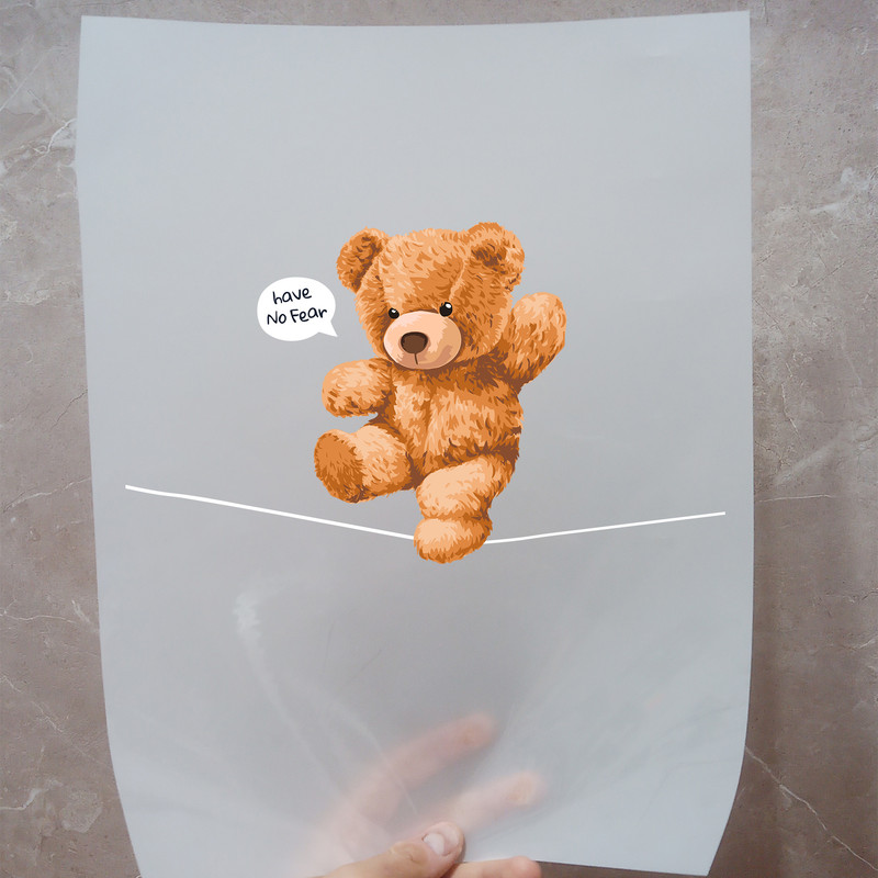 قیمت و خرید استیکر پارچه و لباس مدل dtf طرح تدی کد H15.133 مجموعه 12 عددی