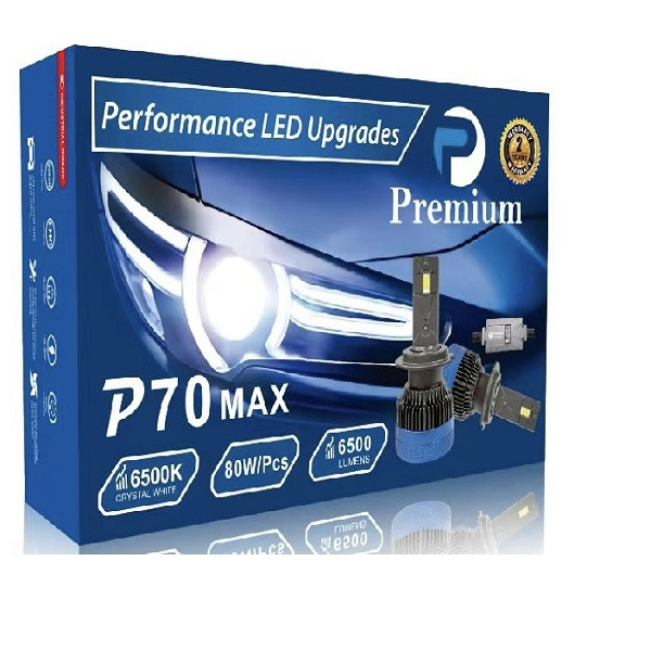 قیمت و خرید هدلایت لامپ خودرو پریمیوم مدل P70 Max پایه H7 بسته دو عددی