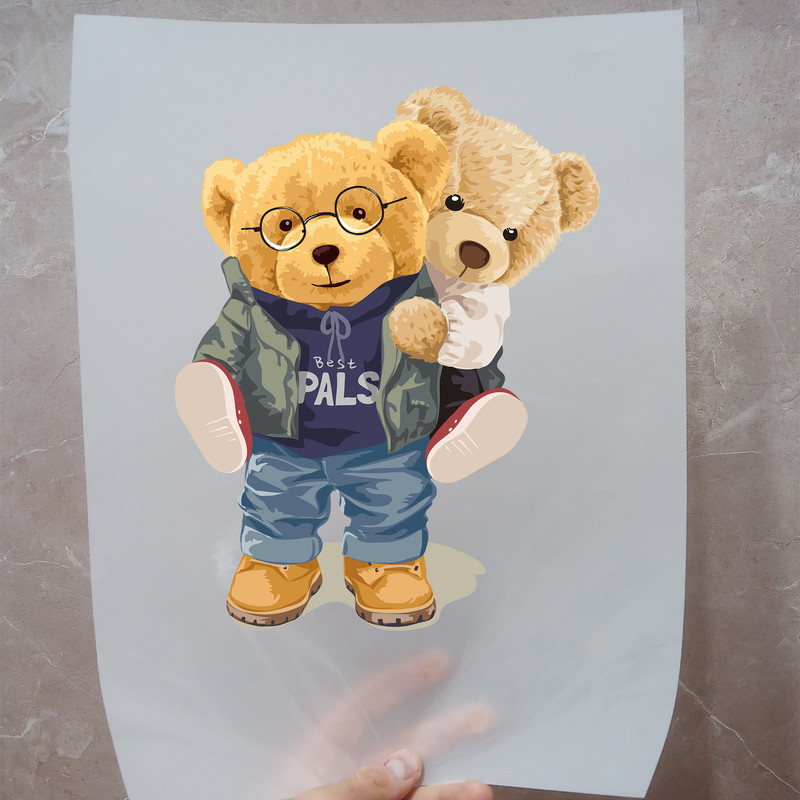 قیمت و خرید استیکر پارچه و لباس مدل dtf طرح تدی کد H15.198 مجموعه 4 عددی